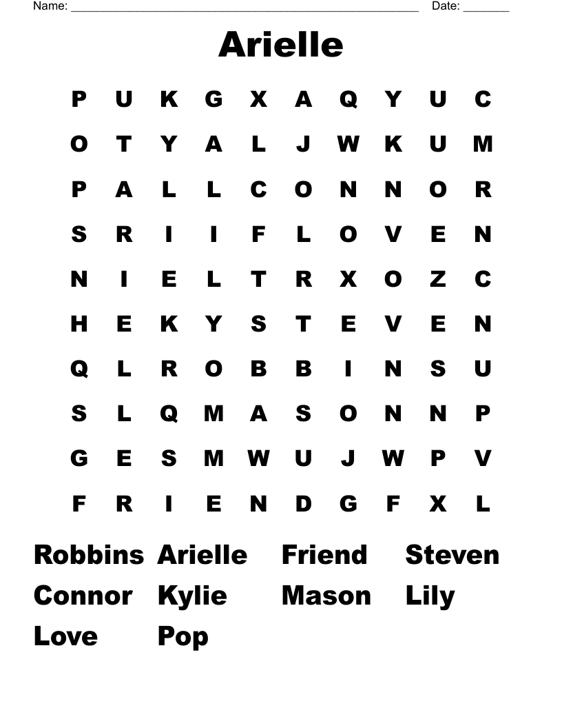 Arielle Word Search - WordMint