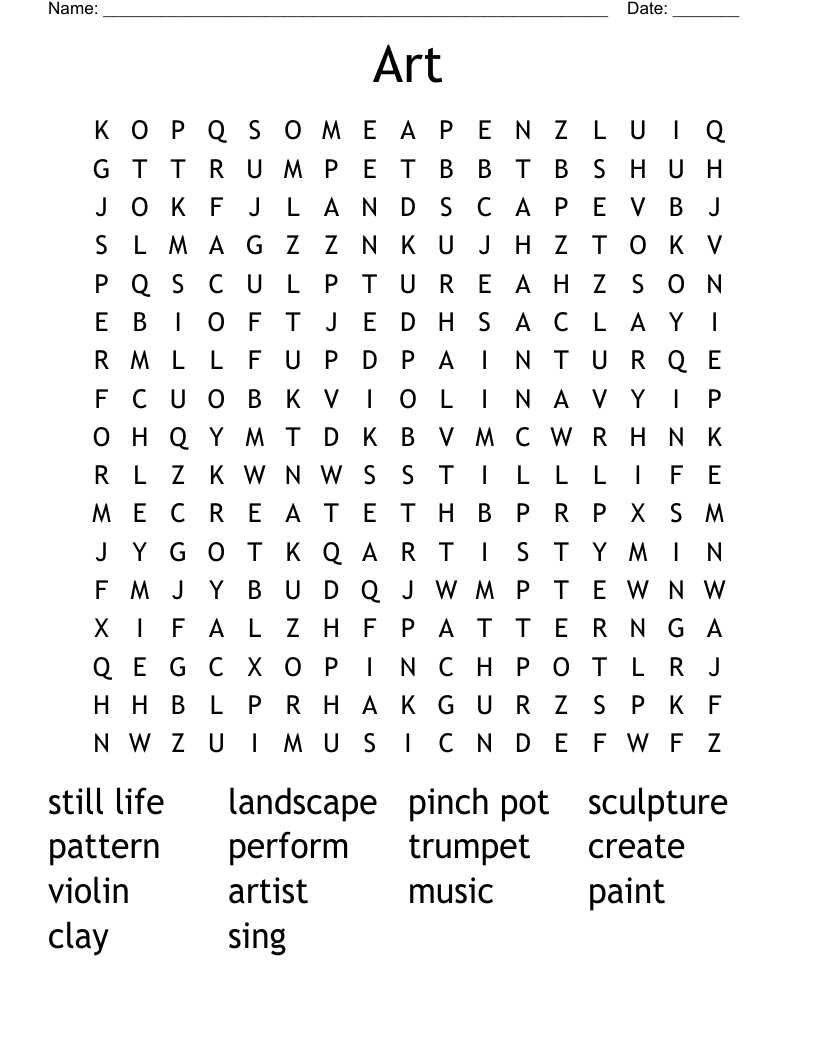 Art Word Search - WordMint