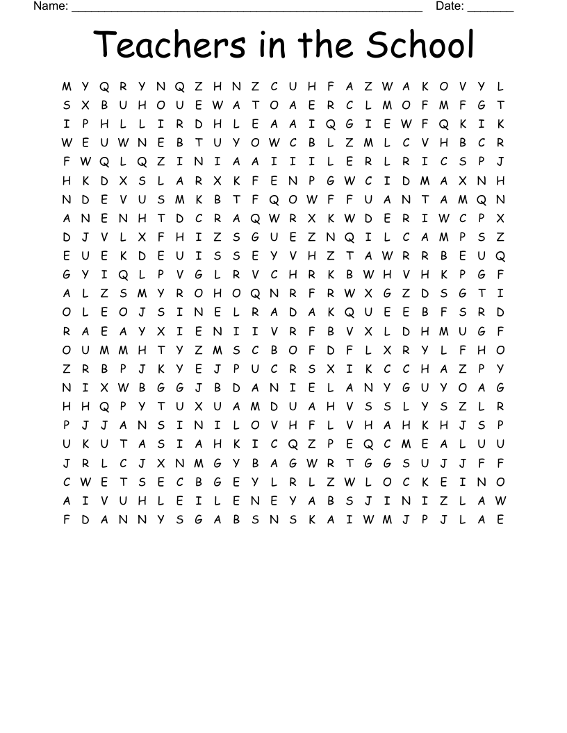 Teachers in the School Word Search - WordMint