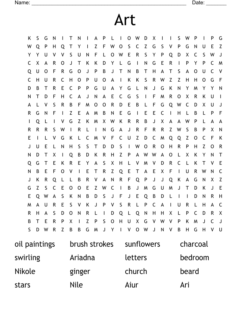 Art Word Search - WordMint