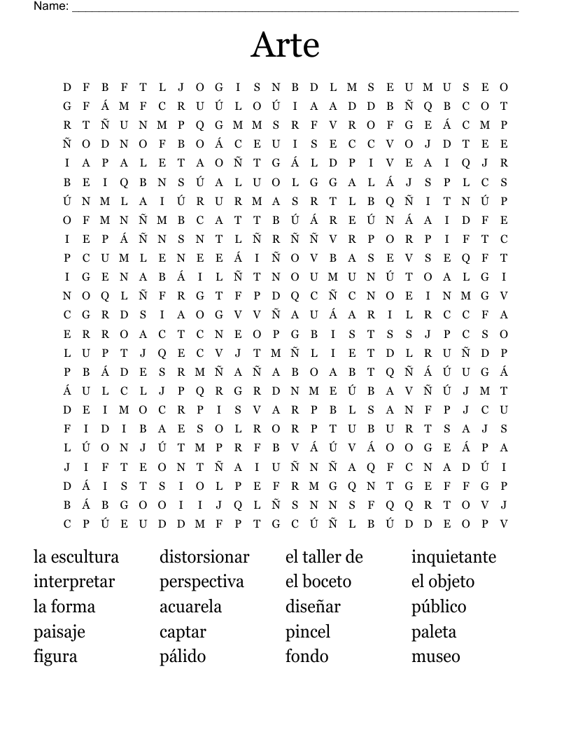 Arte Word Search - WordMint