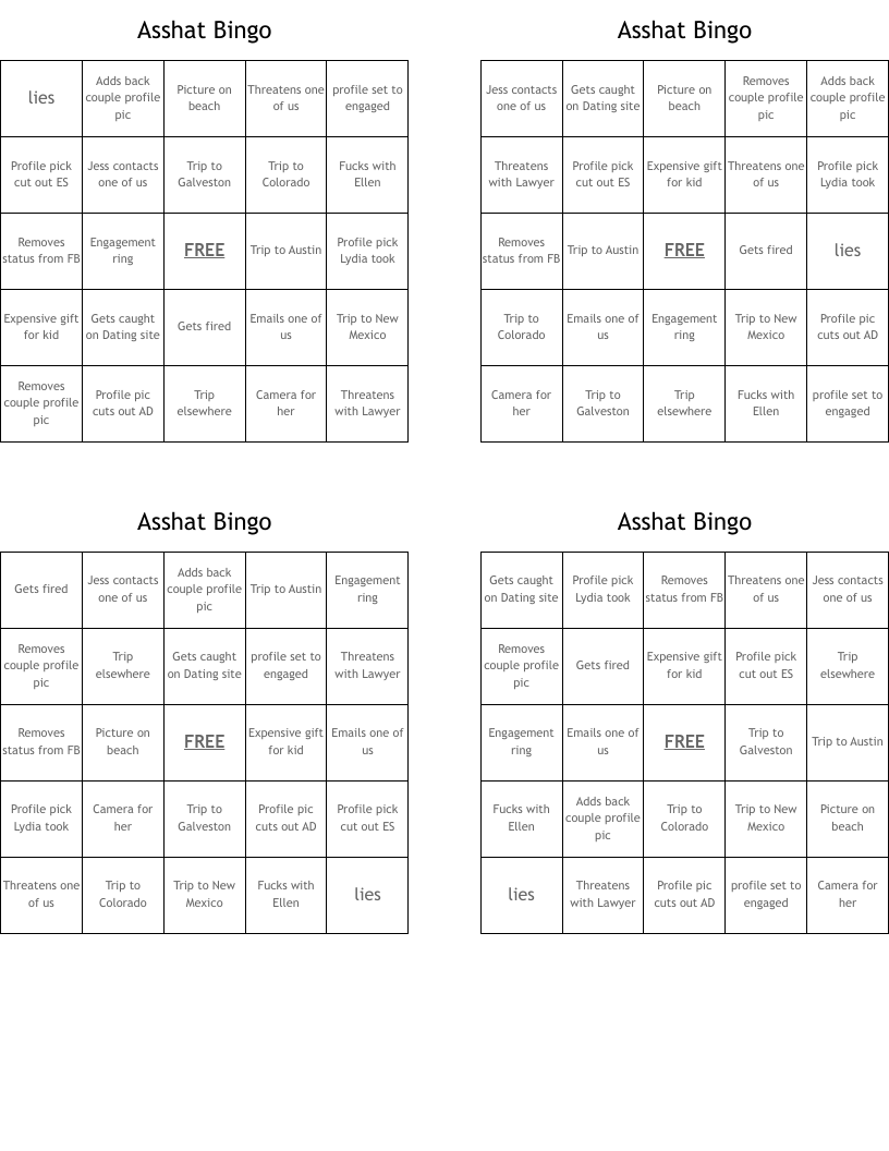 Asshat Bingo - WordMint