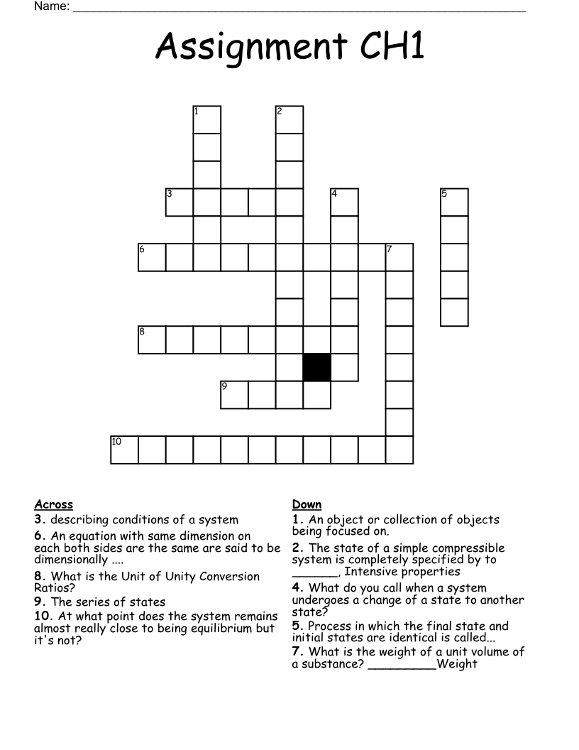 Assignment CH1 Crossword - WordMint