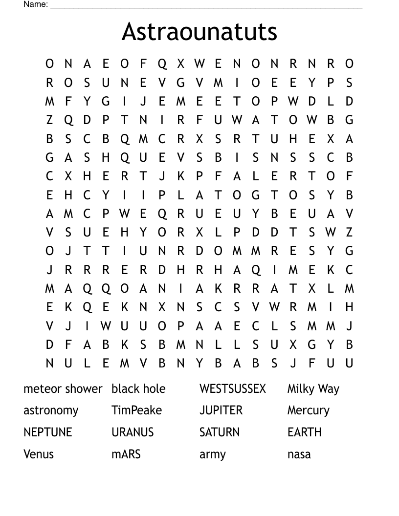 Astraounatuts Word Search - WordMint