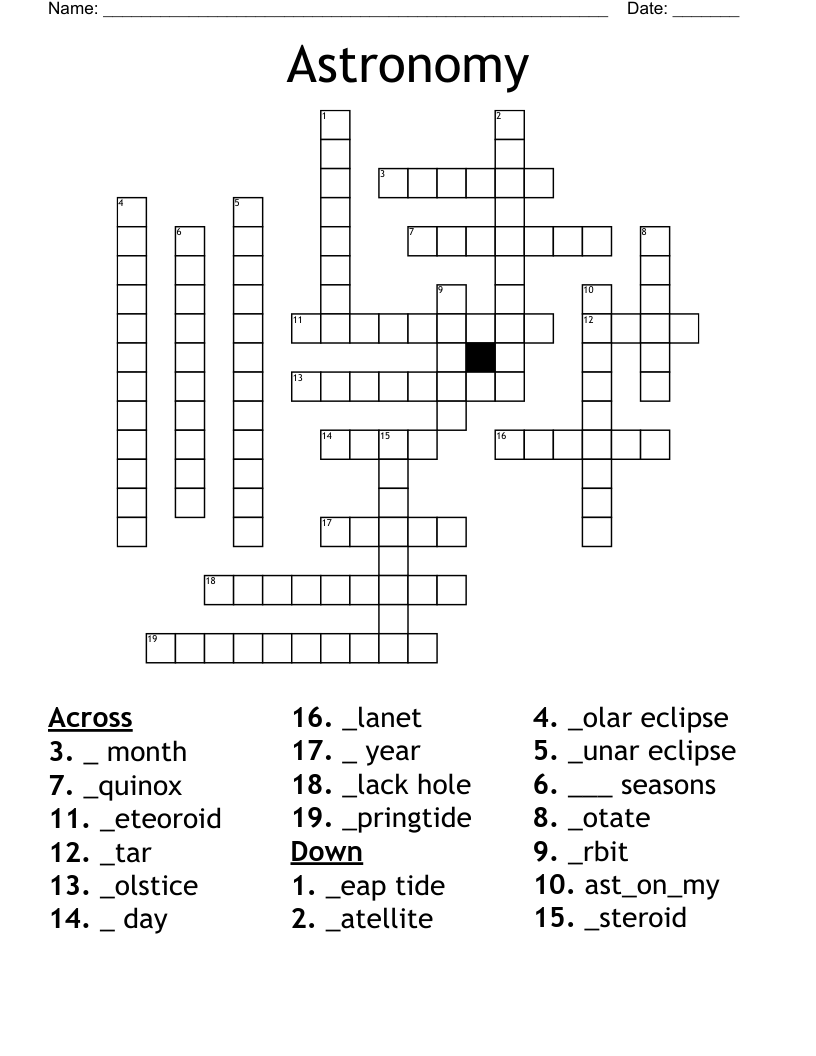 Astronomy Crossword - WordMint