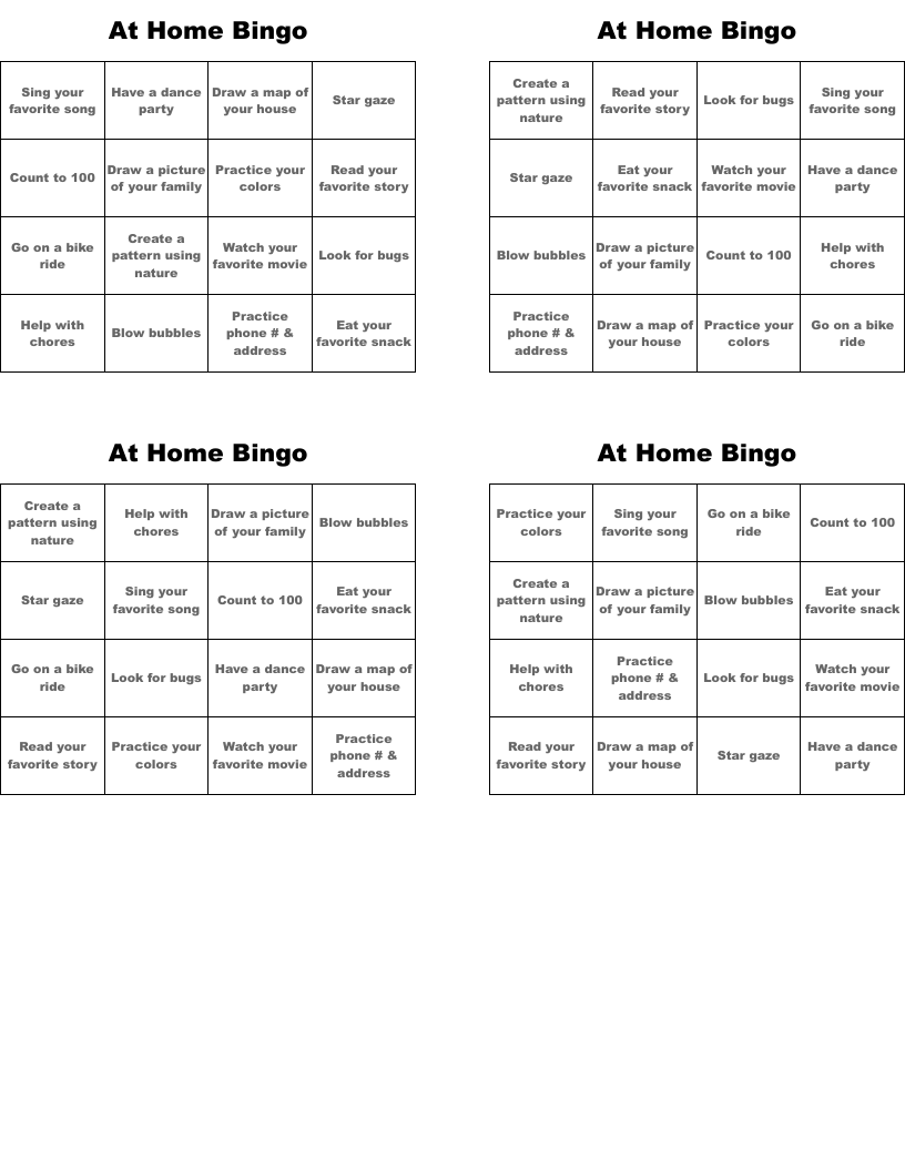 At Home Bingo - WordMint