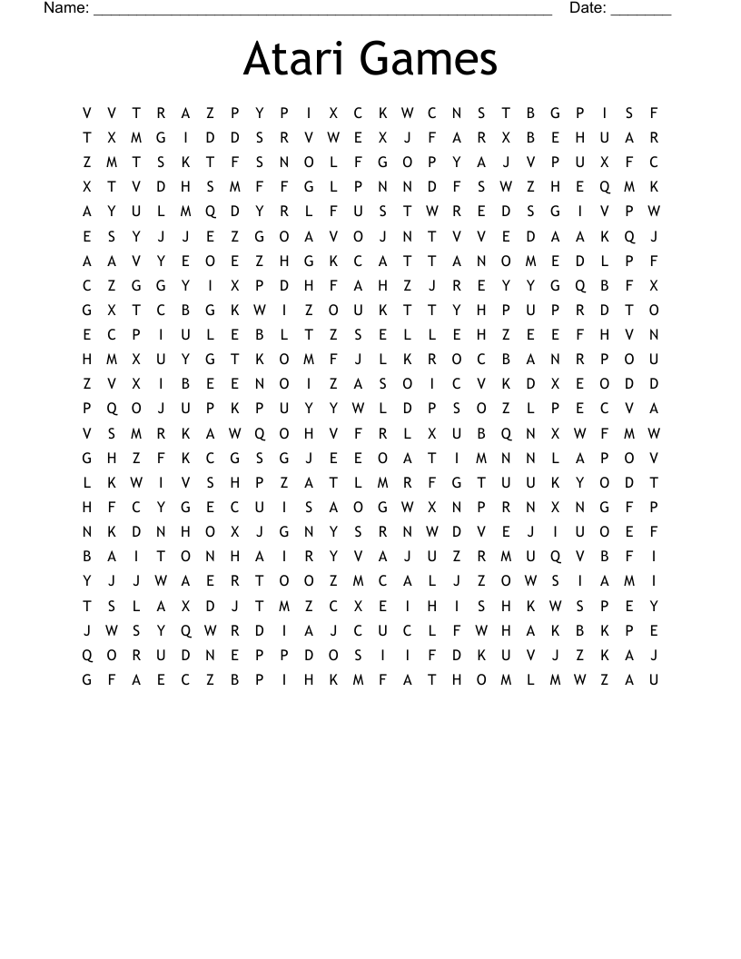 Atari Games Word Search - WordMint