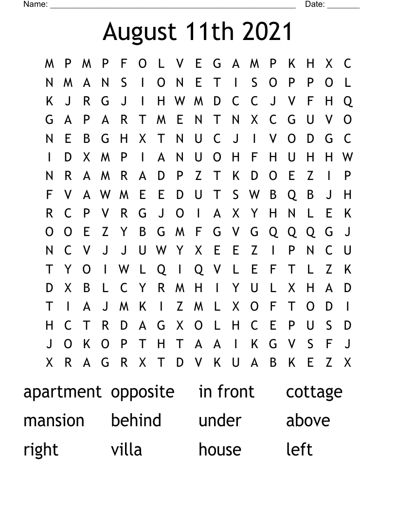 August 11th 2021 Word Search - WordMint