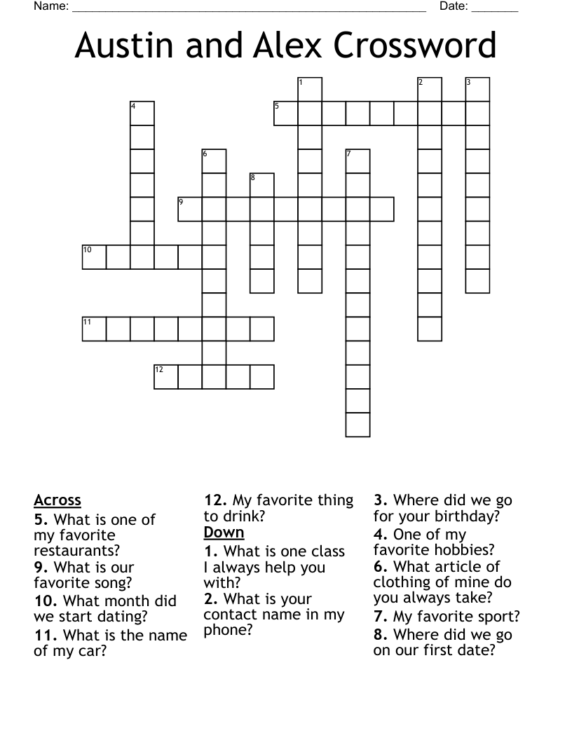 Austin and Alex Crossword - WordMint
