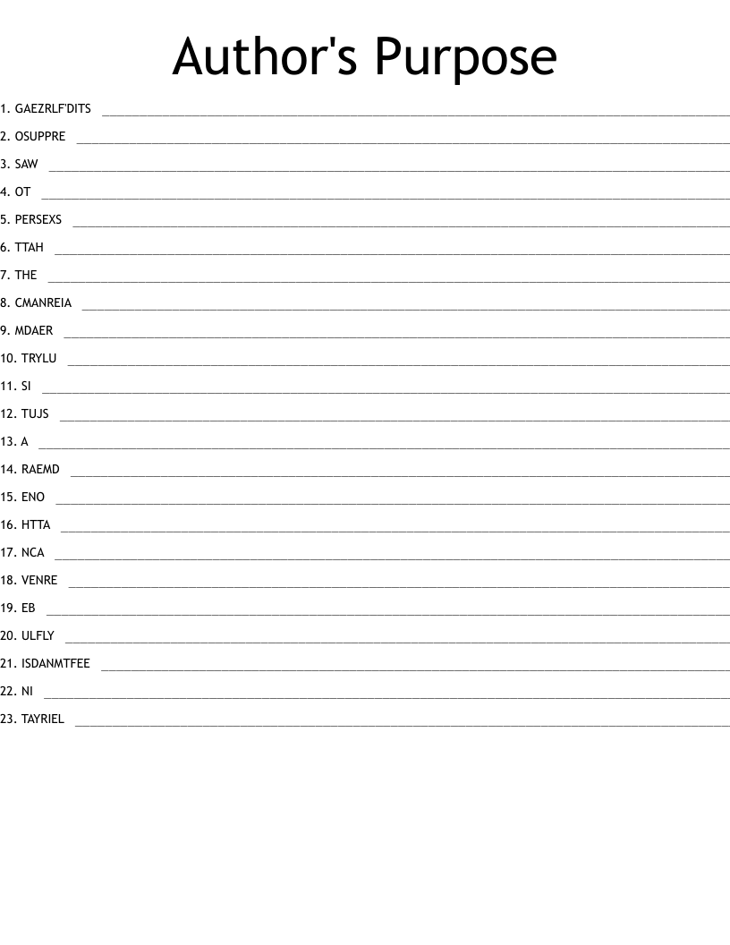 Author's Purpose Word Scramble - WordMint
