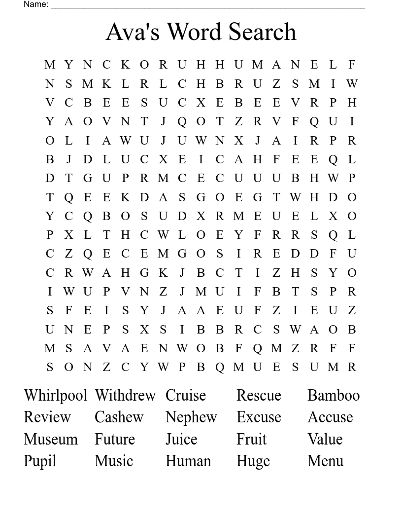 Ava's Word Search - WordMint