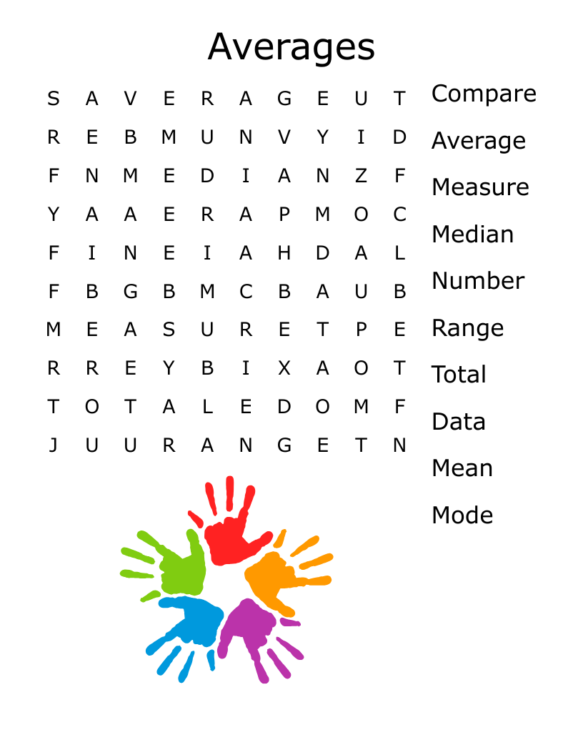 Averages Word Search - WordMint