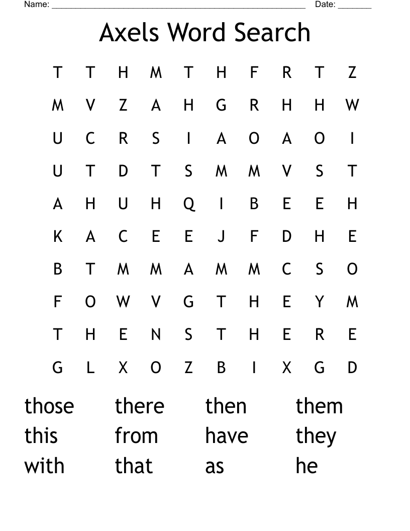 Axels Word Search - WordMint