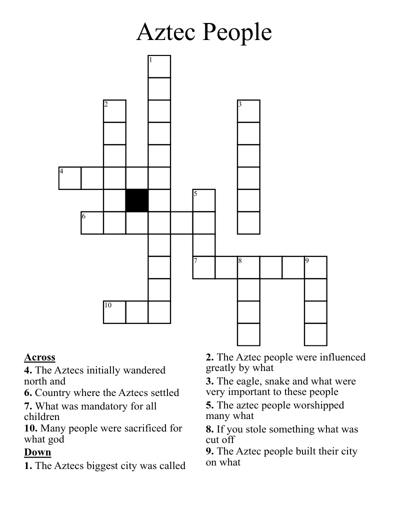 Aztec People Crossword - WordMint