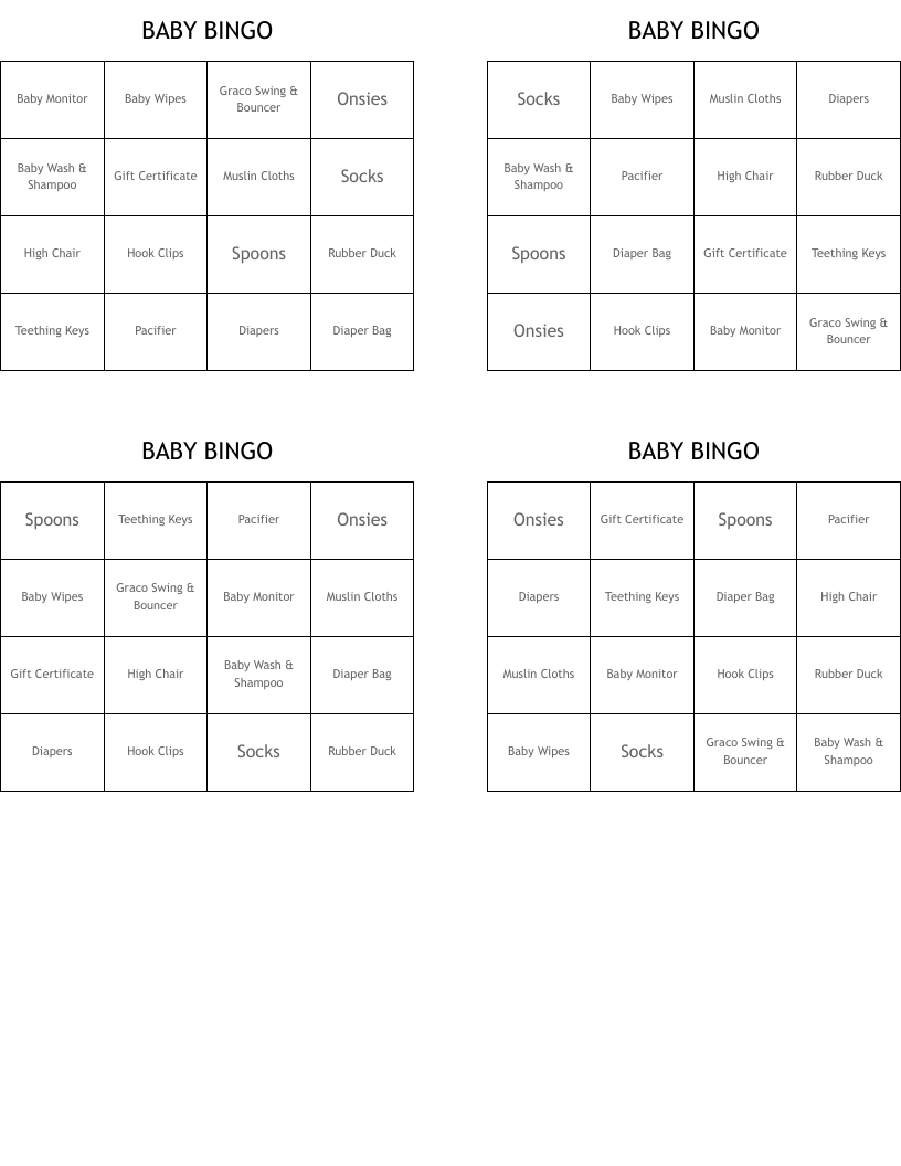 BABY BINGO WordMint