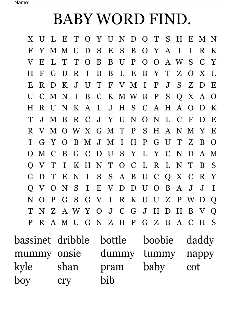 BABY WORD FIND Word Search WordMint