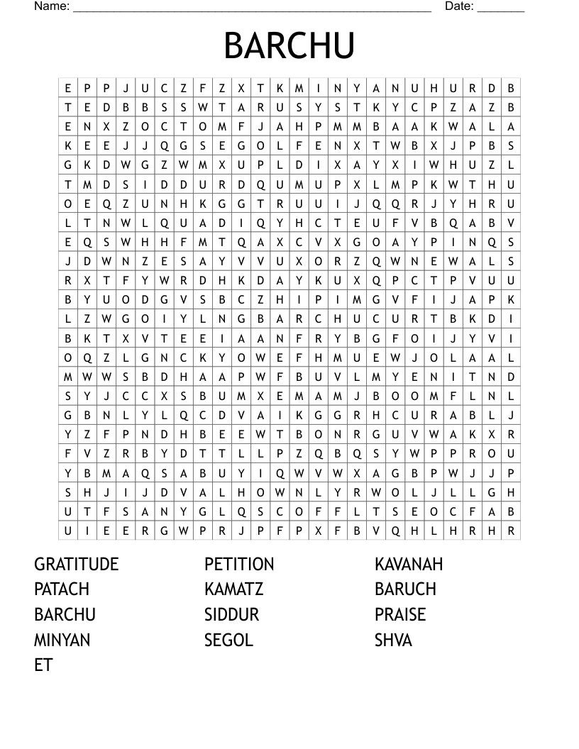 BARCHU Word Search - WordMint