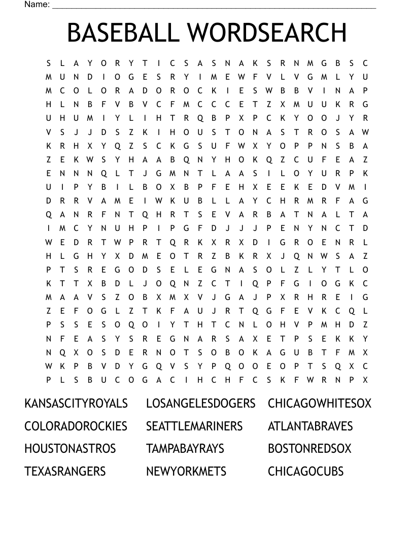 BASEBALL WORDSEARCH - WordMint