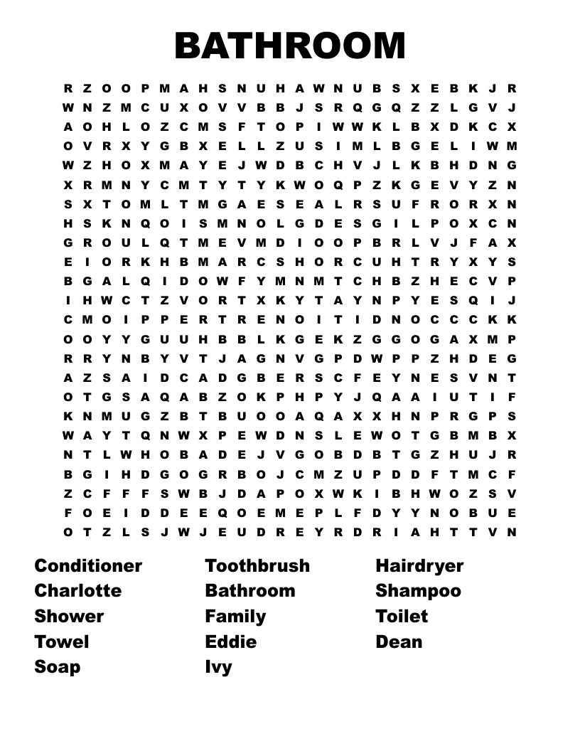 BATHROOM Word Search - WordMint