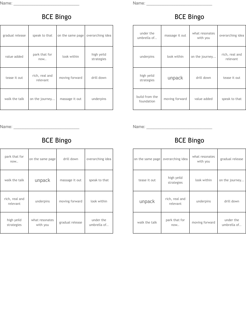 BCE Bingo WordMint