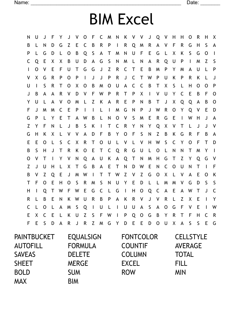 BIM Excel Word Search WordMint