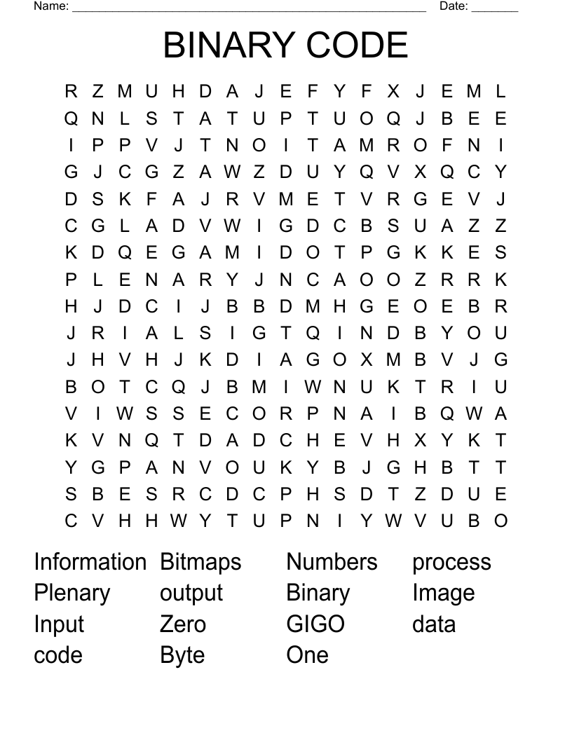 BINARY CODE Word Search WordMint
