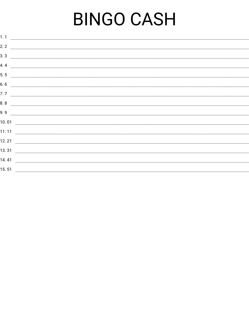 BINGO CASH Word Scramble - WordMint