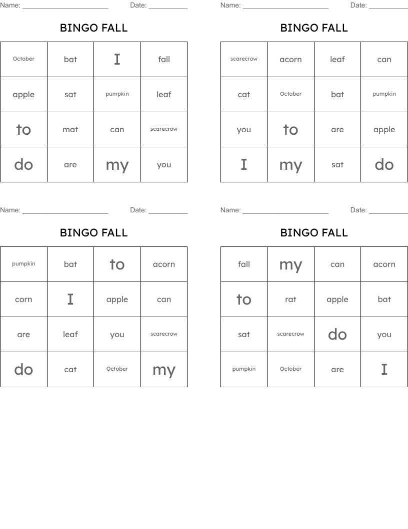 BINGO FALL - WordMint