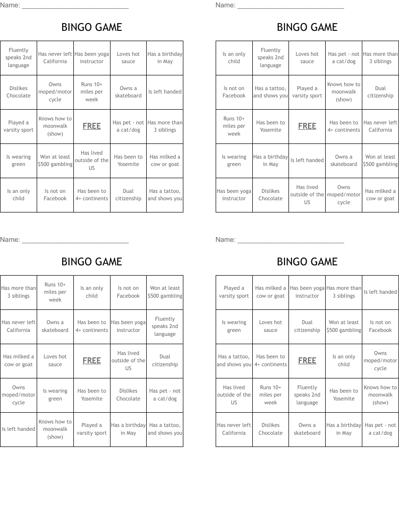 BINGO GAME WordMint