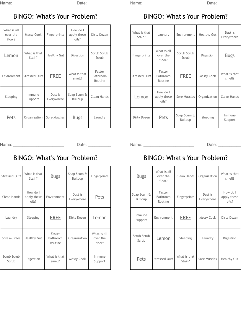 BINGO: What's Your Problem? - WordMint