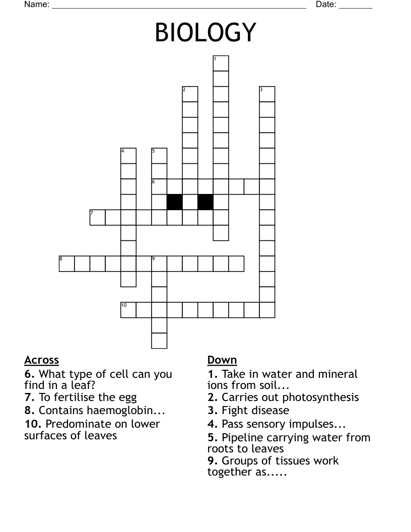BIOLOGY Crossword - WordMint