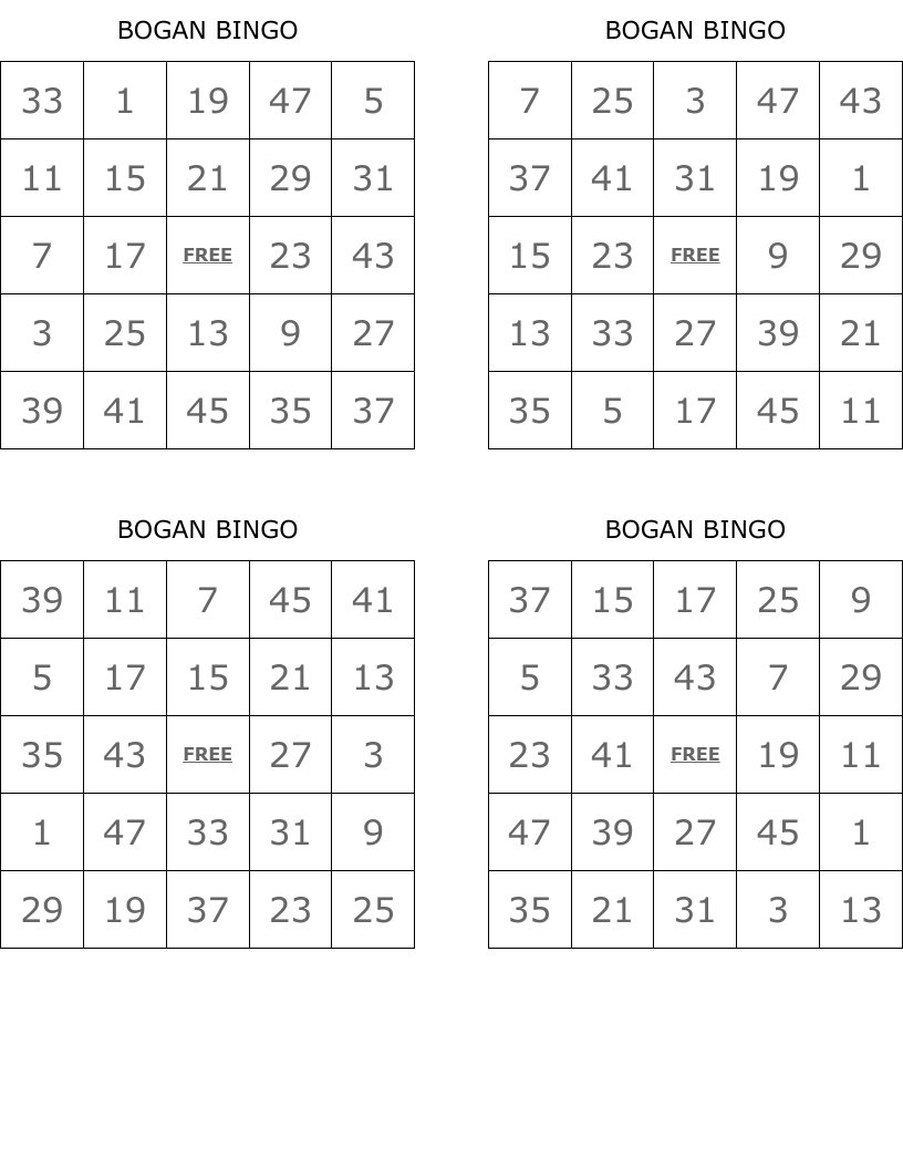 BOGAN BINGO WordMint