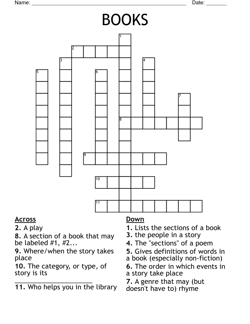 BOOKS Crossword - WordMint