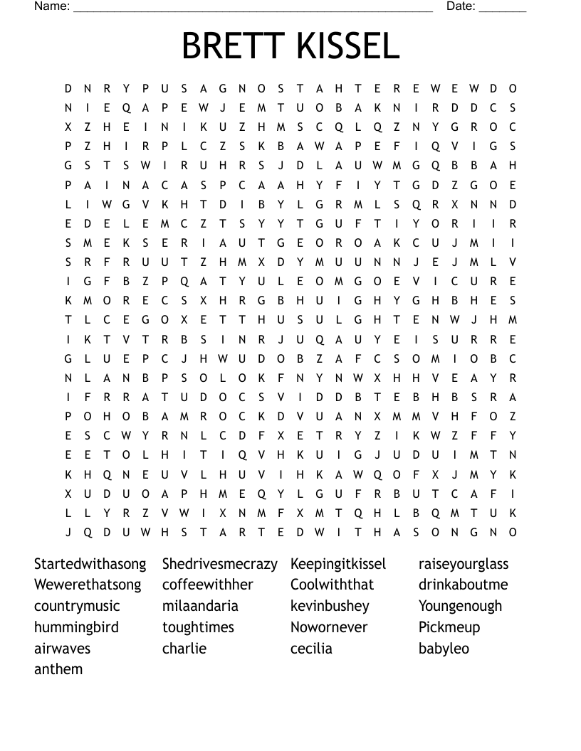 BRETT KISSEL Word Search - WordMint