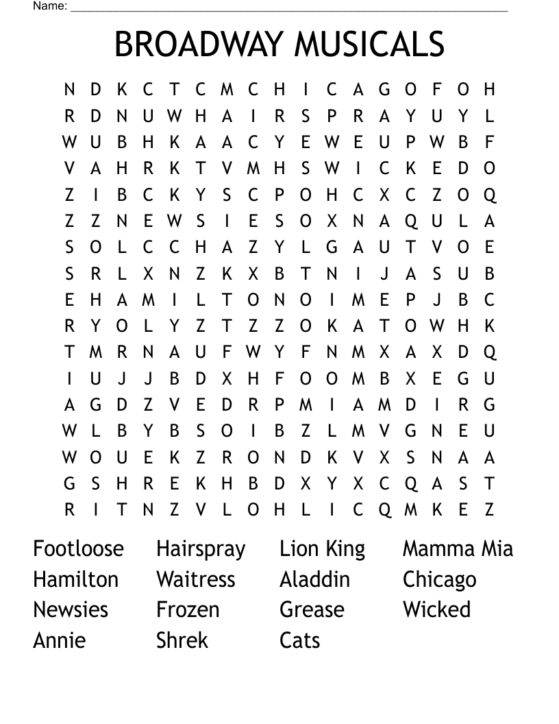 Showtacular Wordsearch WordMint