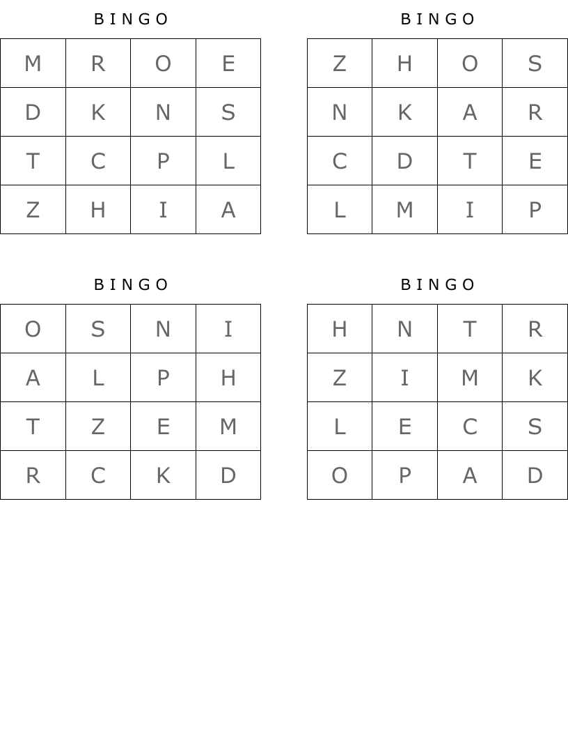 B I N G O Bingo Cards - WordMint