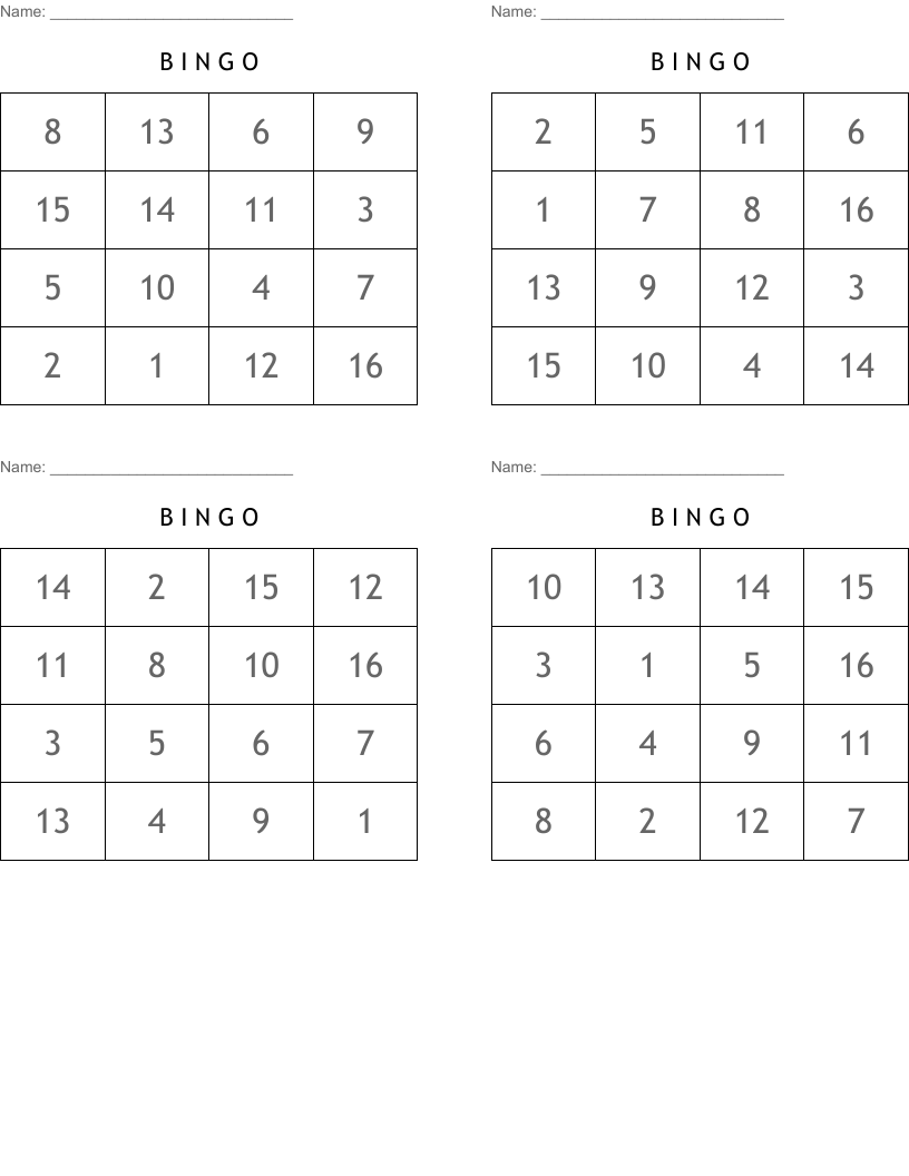 B I N G O Bingo Cards - WordMint