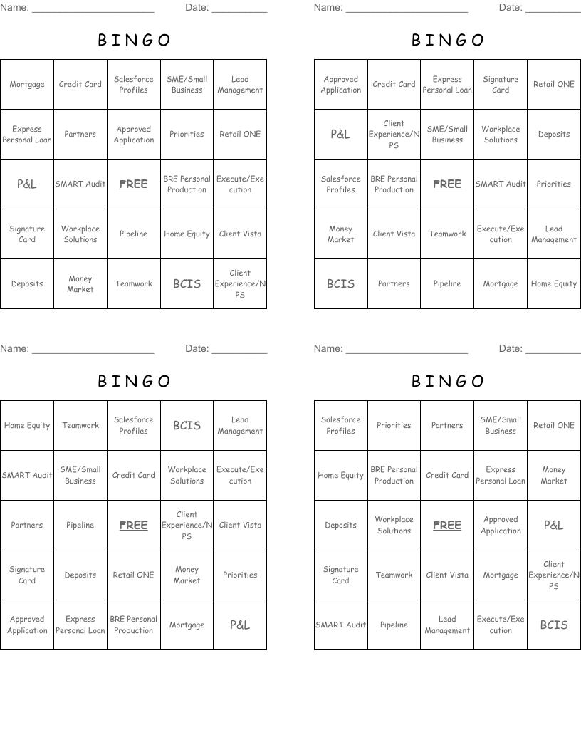 B I N G O Bingo Cards - WordMint