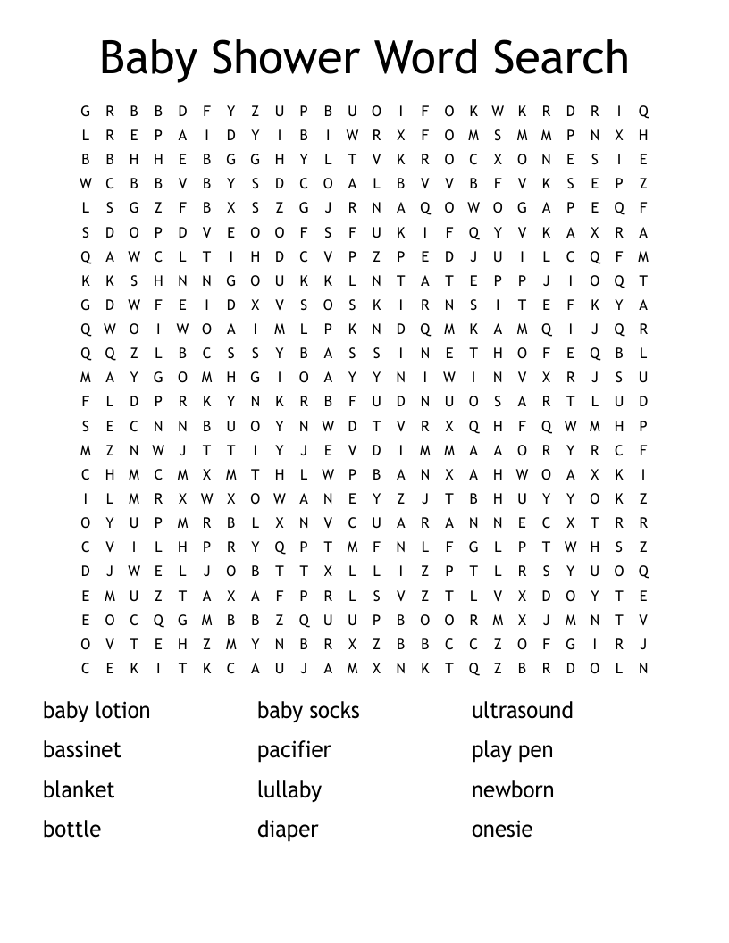 Baby Shower Word Search WordMint