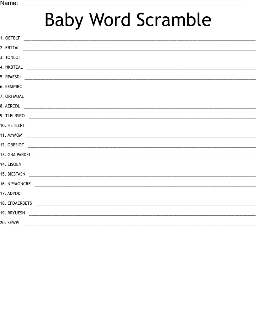 Baby Word Scramble - WordMint