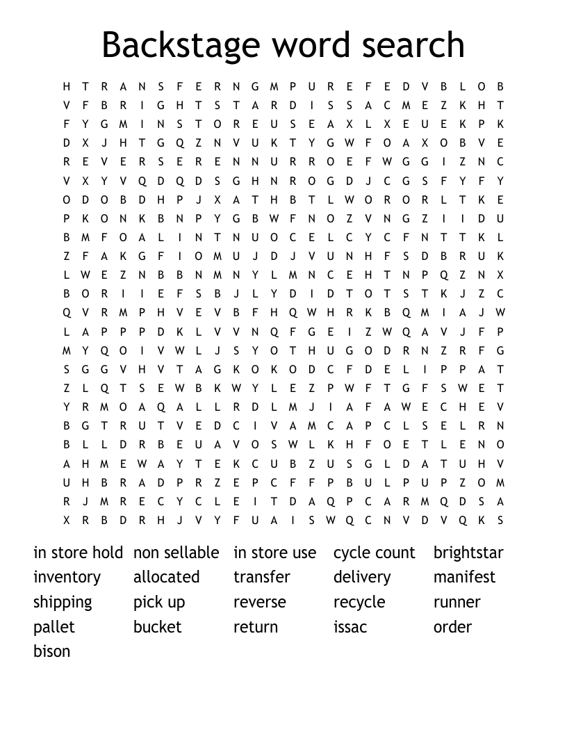 Backstage word search - WordMint