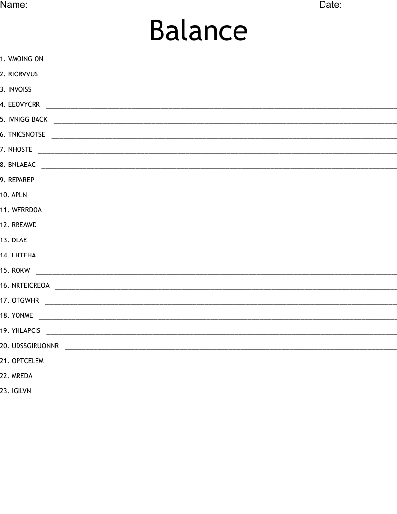 Balance Word Scramble - WordMint