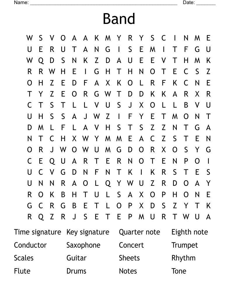 Band Word Search - WordMint