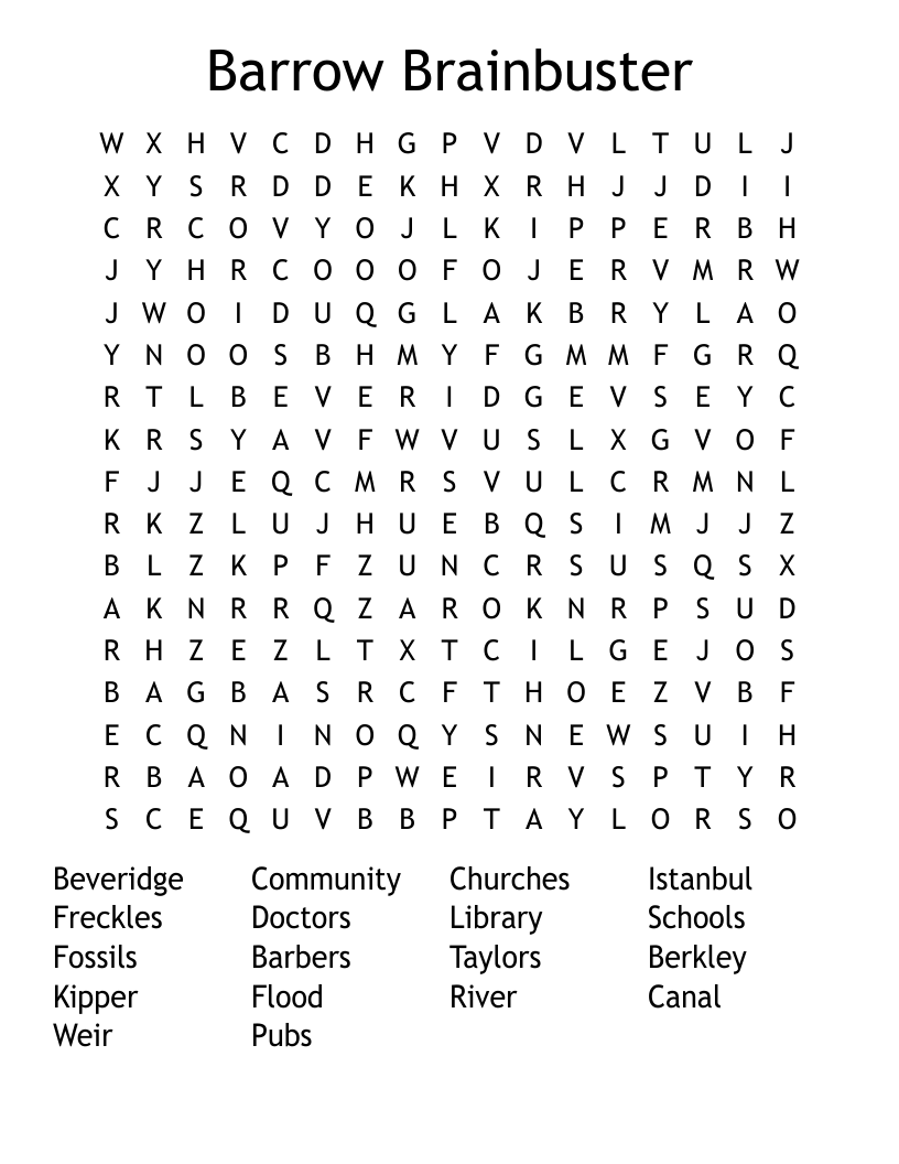 Barrow Brainbuster Word Search - WordMint