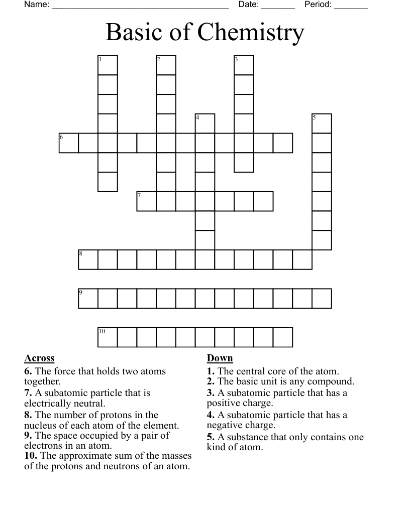 Basic Of Chemistry Crossword WordMint