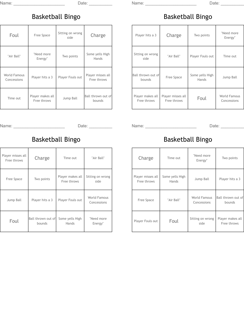Basketball Bingo - WordMint
