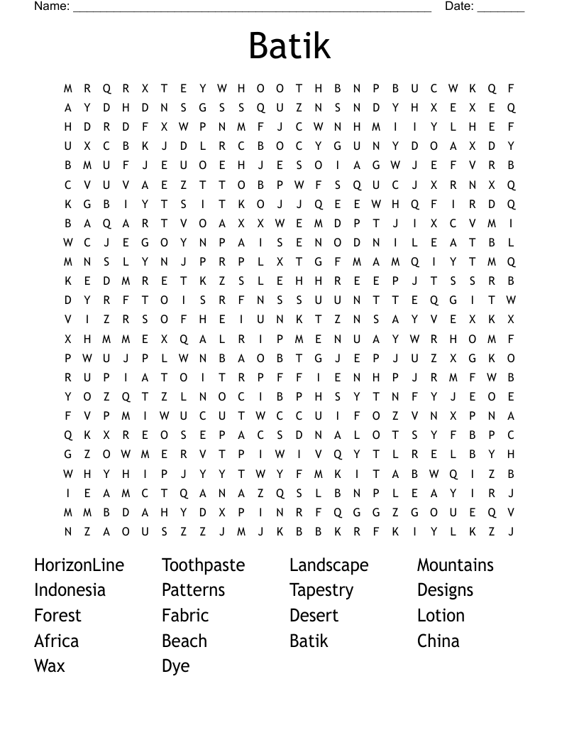 Batik Word Search - WordMint