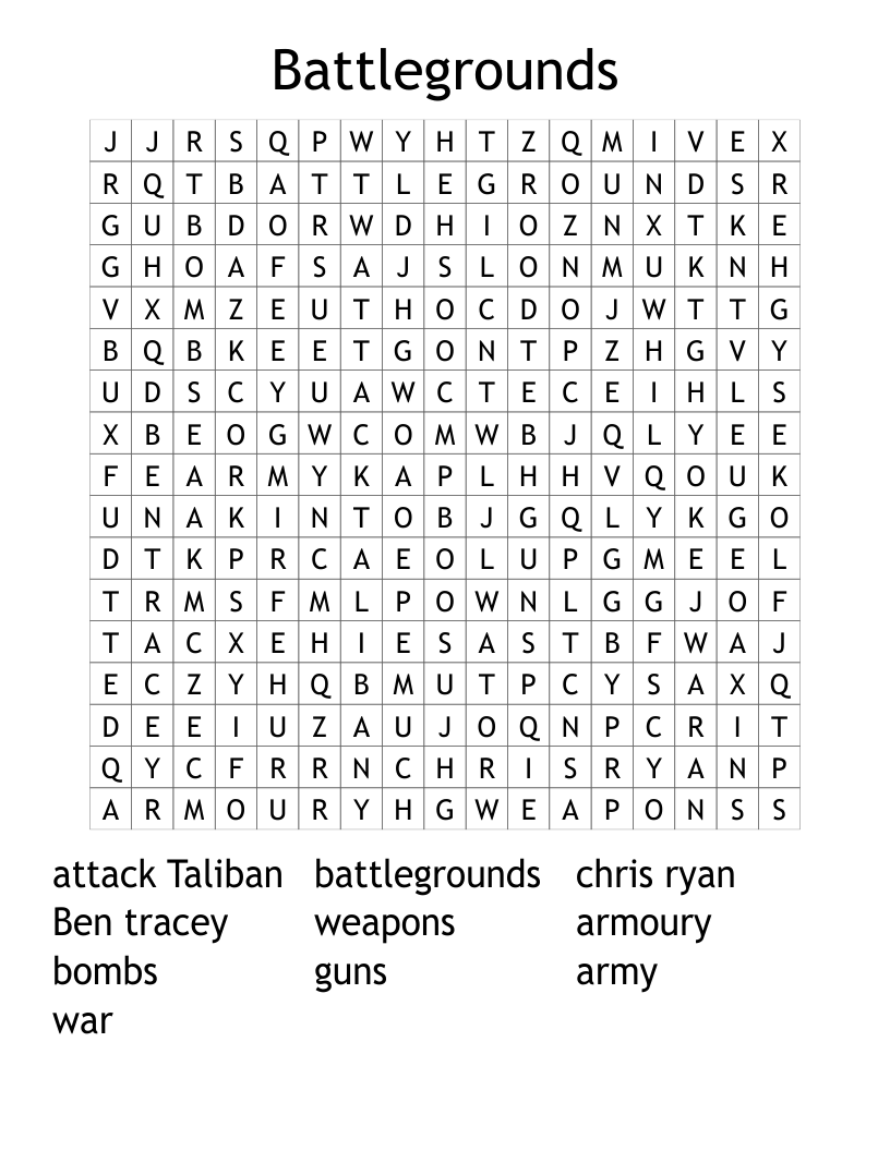 Battlegrounds Word Search - WordMint