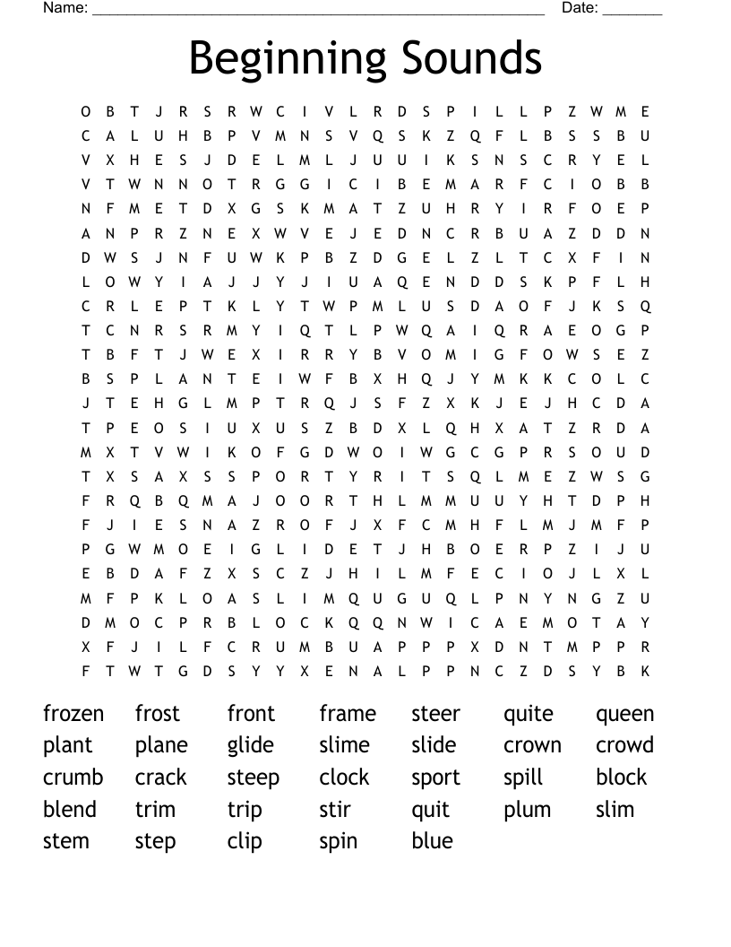 Beginning Sounds Word Search - WordMint