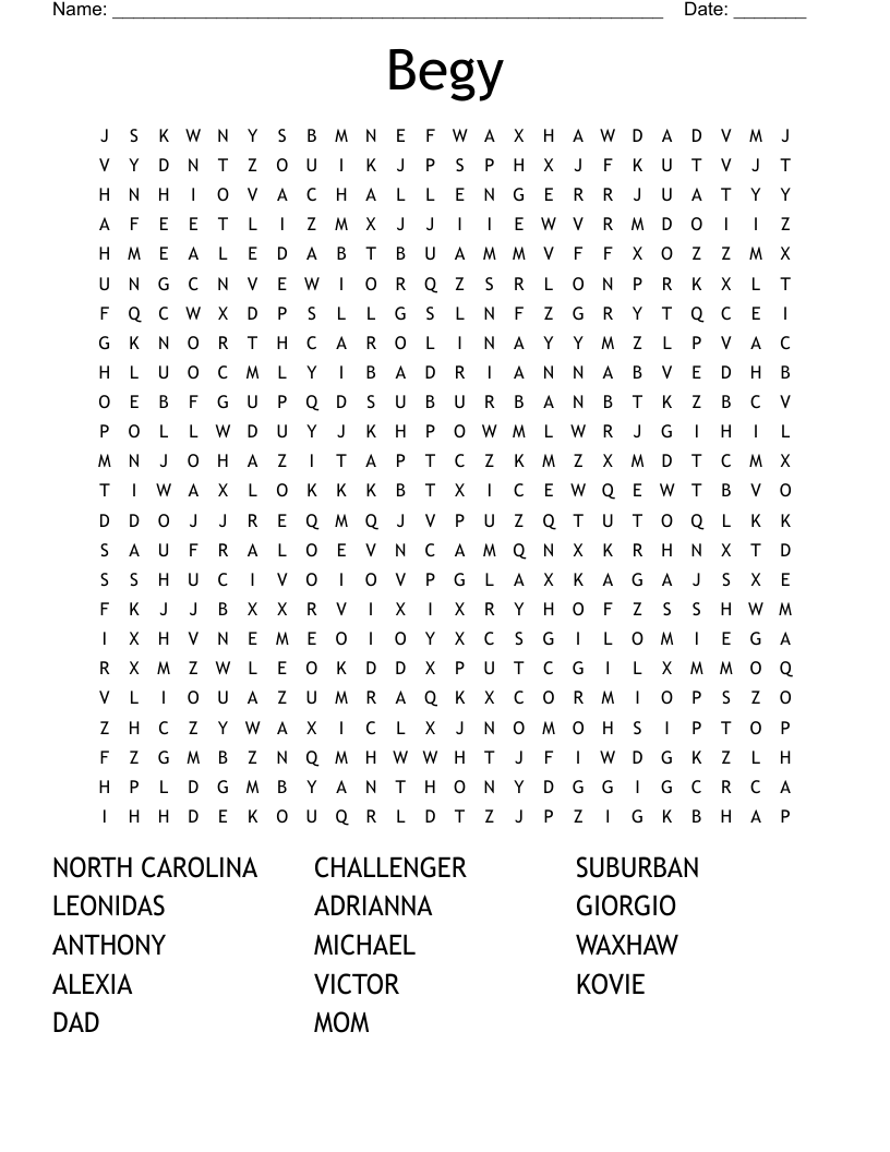 Begy Word Search - WordMint